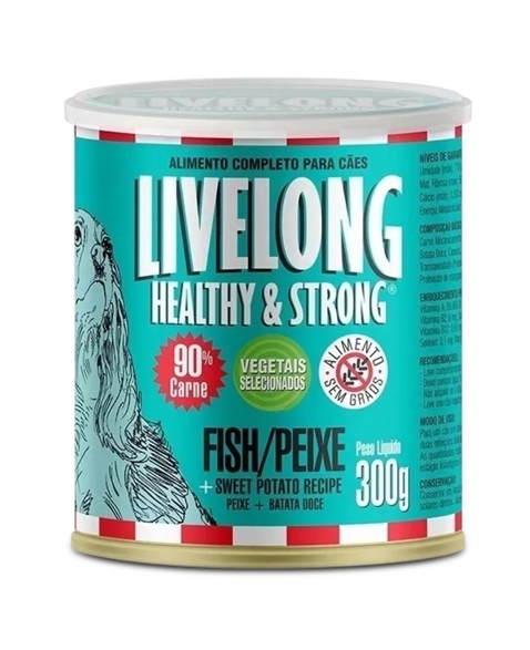 Lata Alimento Fish Cães Sabor Peixe 300g Livelong | MONTE REAL