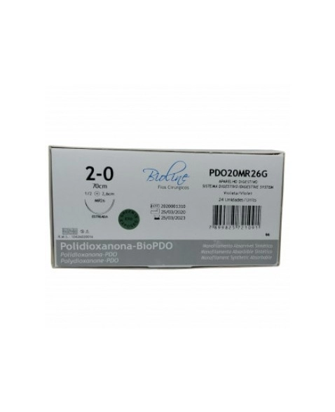 Fio Polidioxanona 2-0 Agulha 1/2 CIL 3,5-70CM BIOPDO - BIOLINE