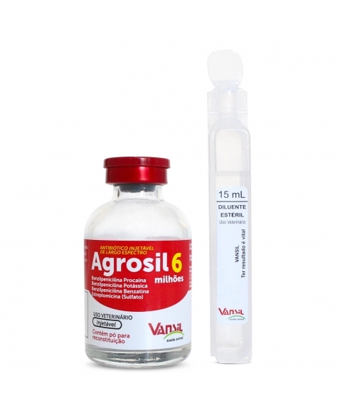 Agrosil 6 Milhões Antibiótico Injetável 15ml Vansil | MONTE REAL