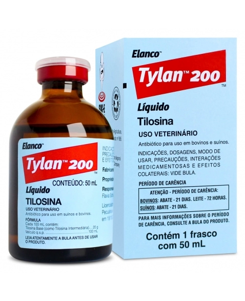 Tylan 200 Antimicrobiano Injetável 50ml Elanco | MONTE REAL