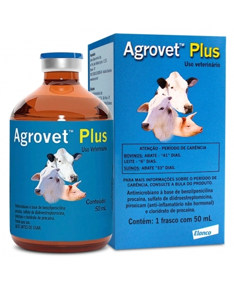 Agrovet Plus Antibiótico Bovino com 50ml Elanco | MONTE REAL